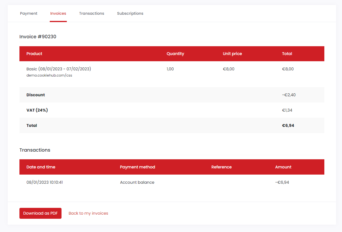 Billing - CookieHub Docs