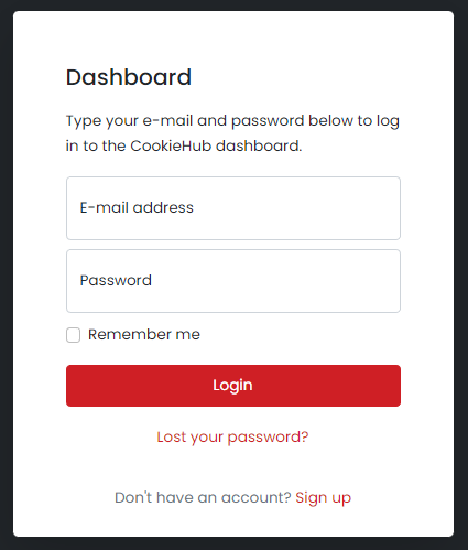 Dashboard - CookieHub Docs